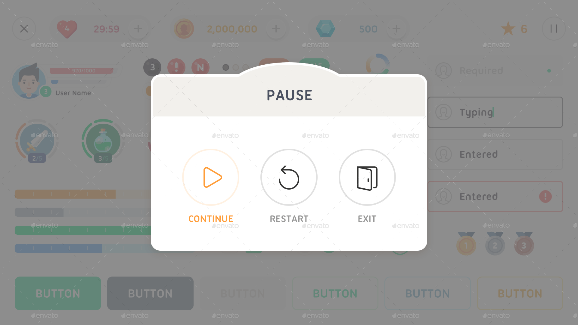 Game GUI Mono, Game Assets | GraphicRiver