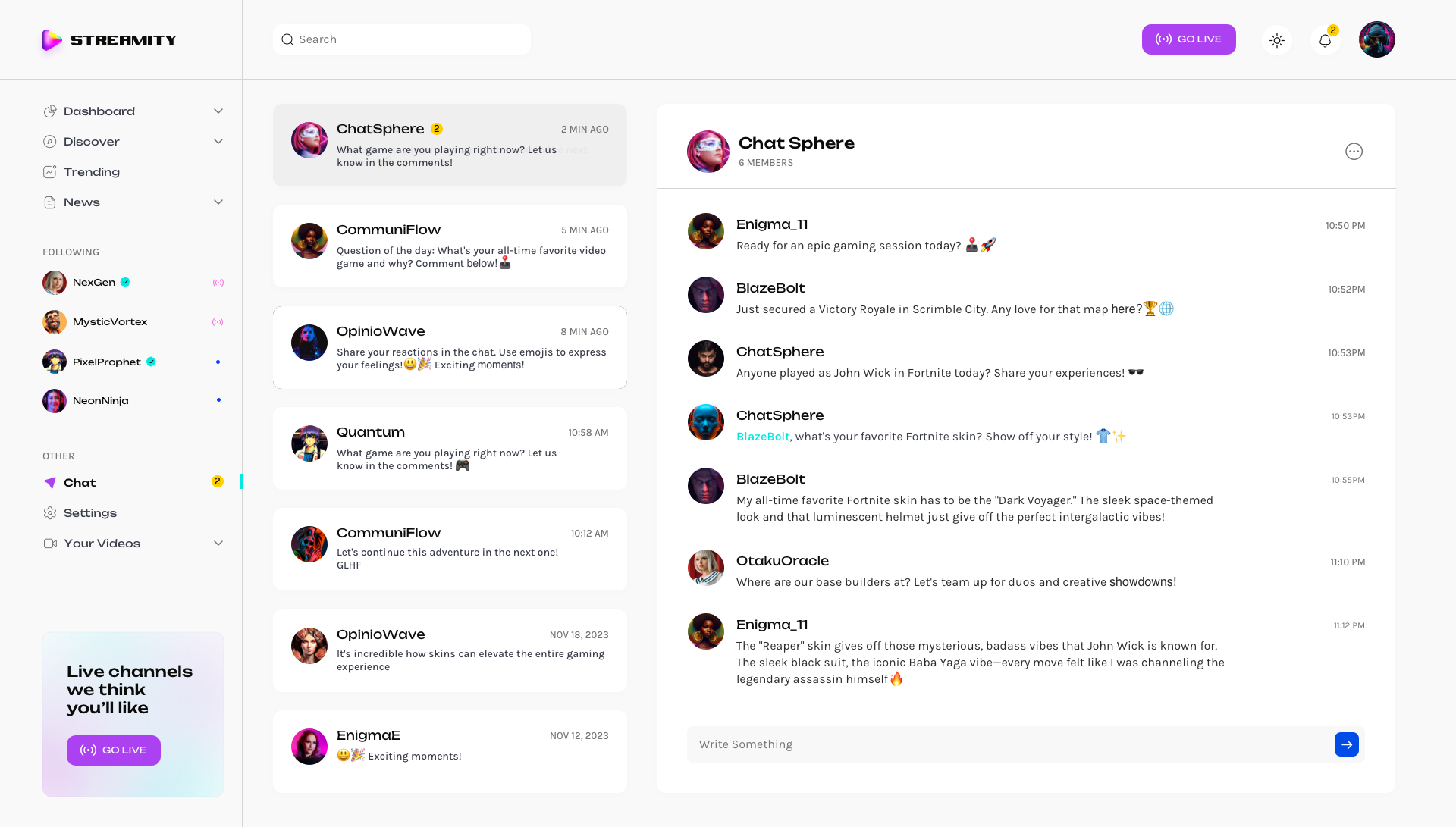Streamity – Gaming and Streaming Dashboard UI for Figma by merkulove