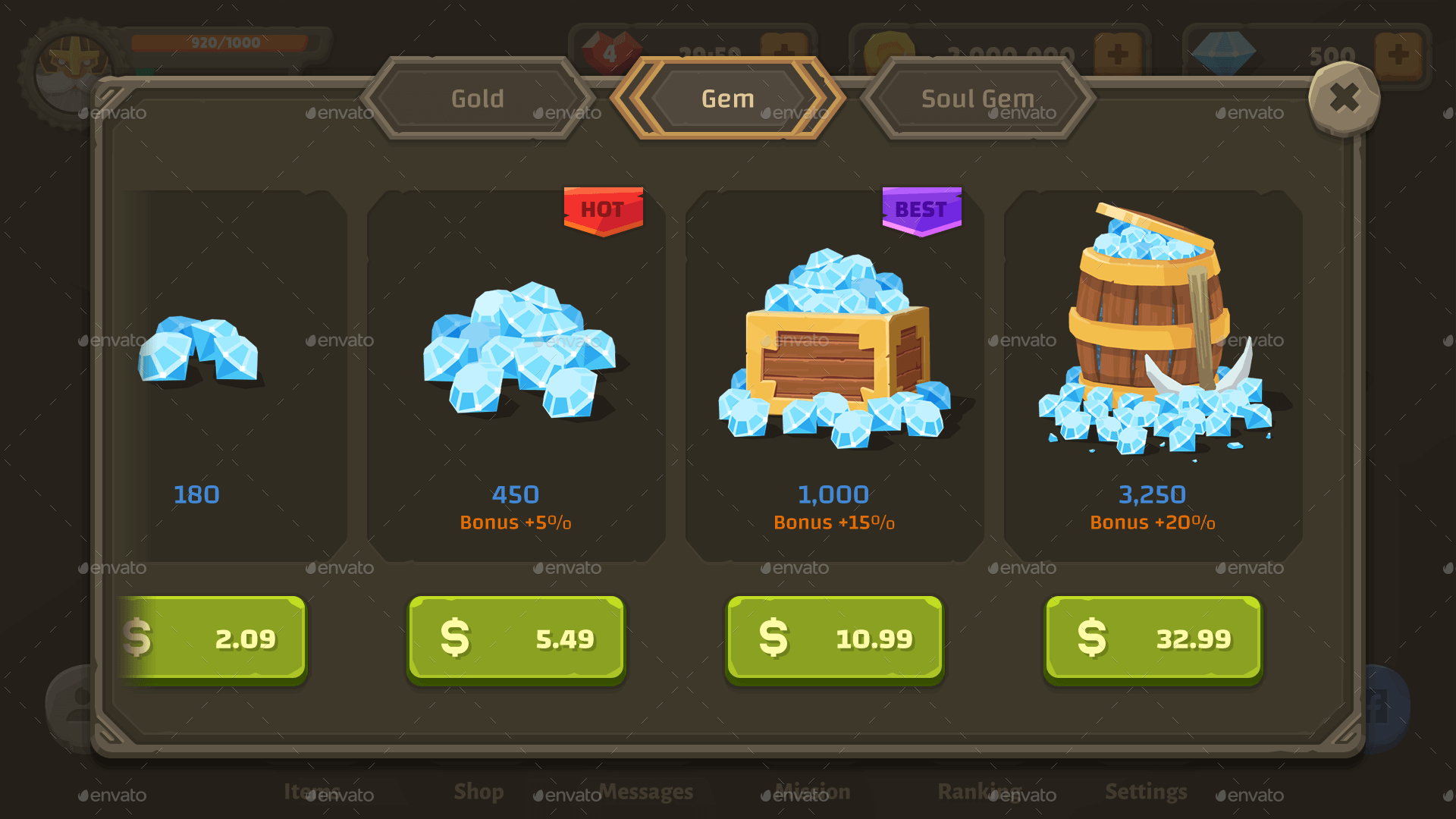 Game GUI - The Stone, Game Assets | GraphicRiver