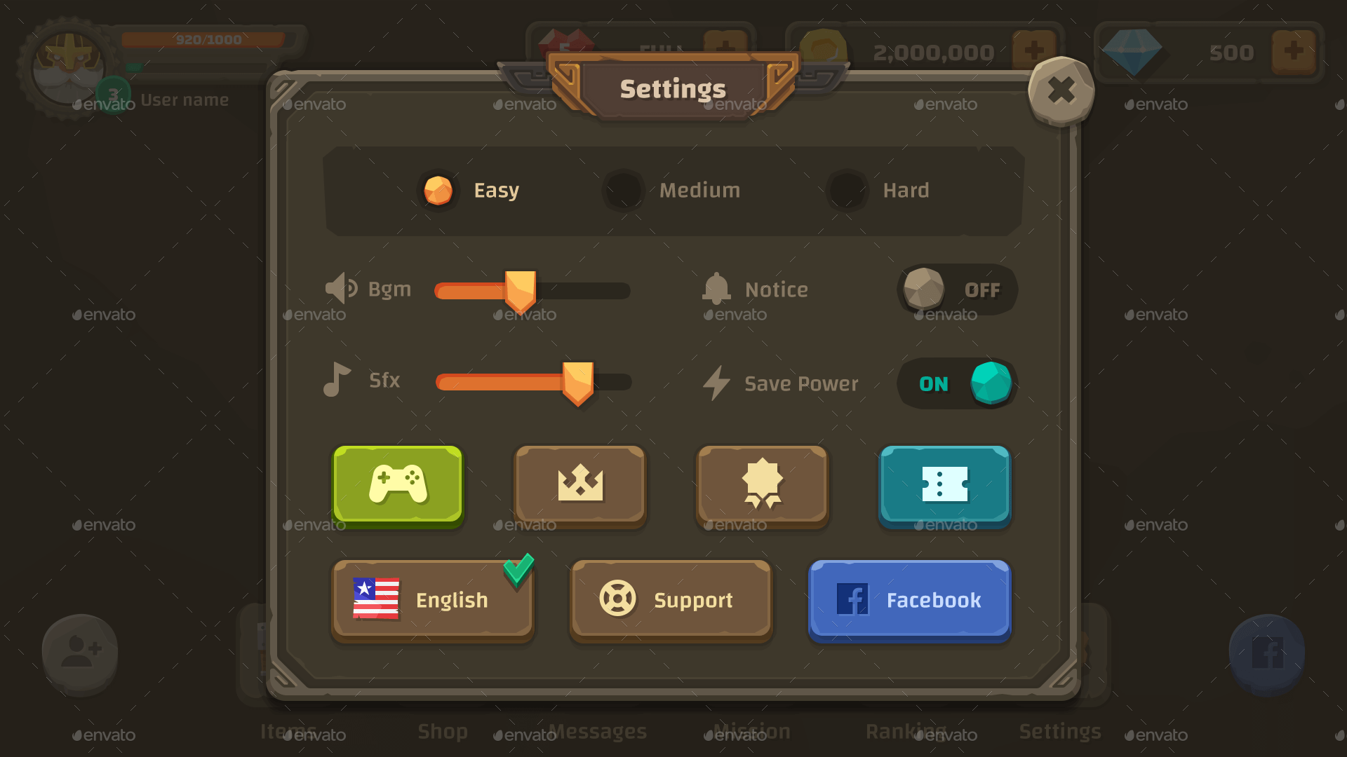 Game GUI - The Stone, Game Assets | GraphicRiver