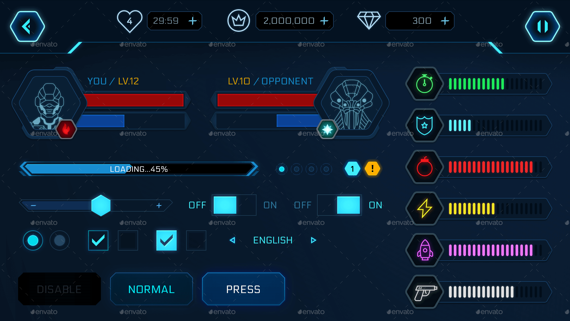 GUI Kit - SciFi Blue, Game Assets | GraphicRiver
