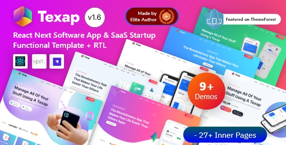 Texap - React Next Software App & SaaS Startup Functional Template with Strapi 4 by EnvyTheme