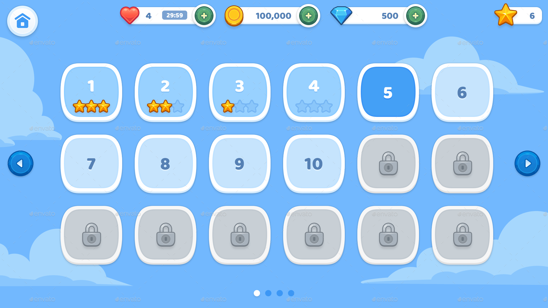 Game GUI Kit Blue Sky, Game Assets | GraphicRiver