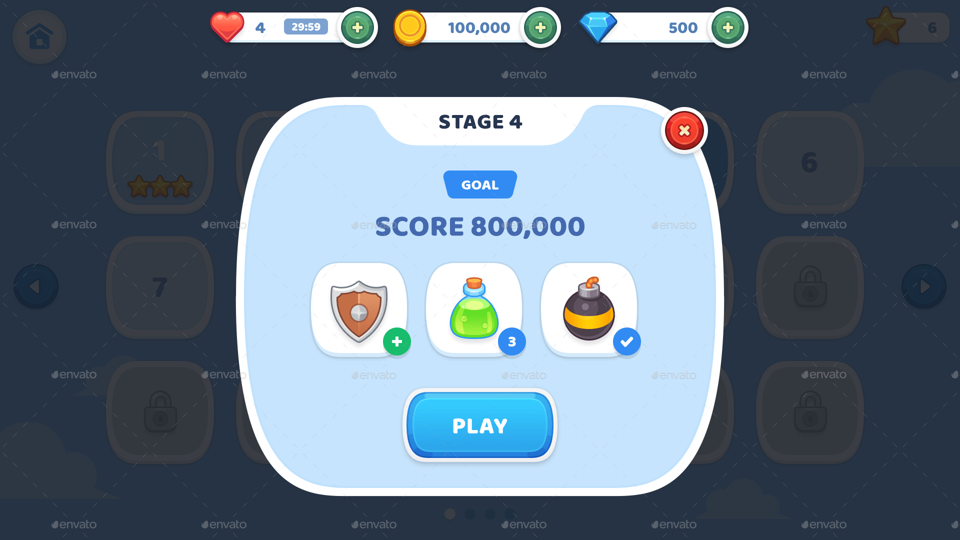 Game GUI Kit Blue Sky, Game Assets | GraphicRiver