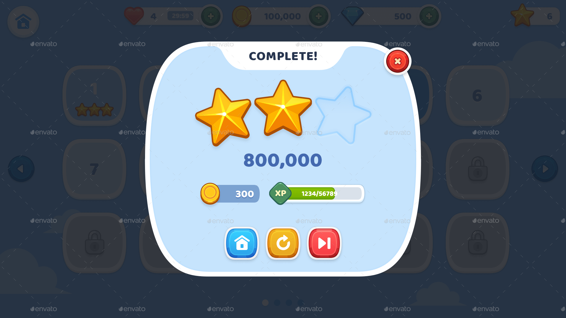 Game GUI Kit Blue Sky, Game Assets | GraphicRiver