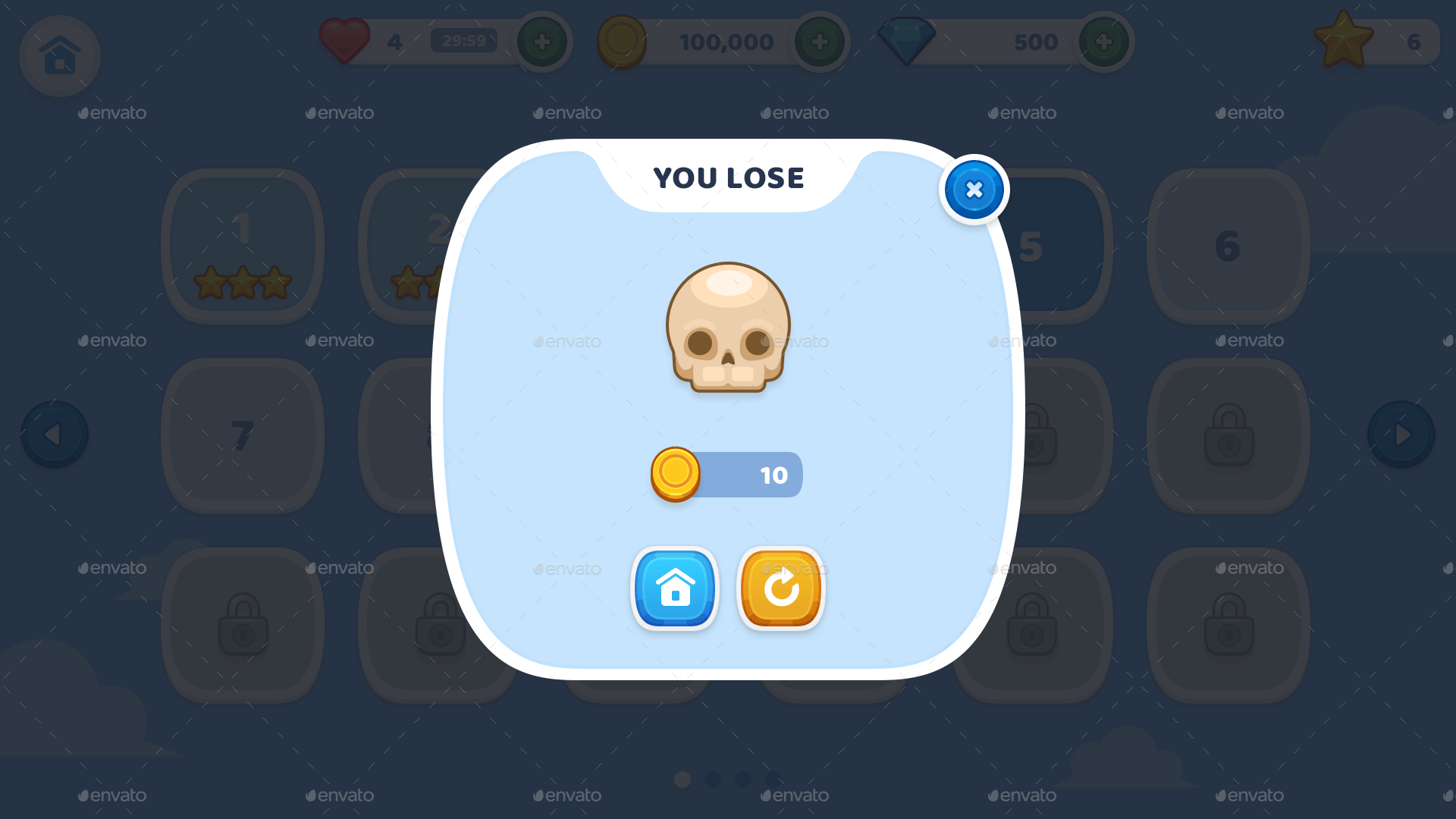 Game GUI Kit Blue Sky, Game Assets | GraphicRiver