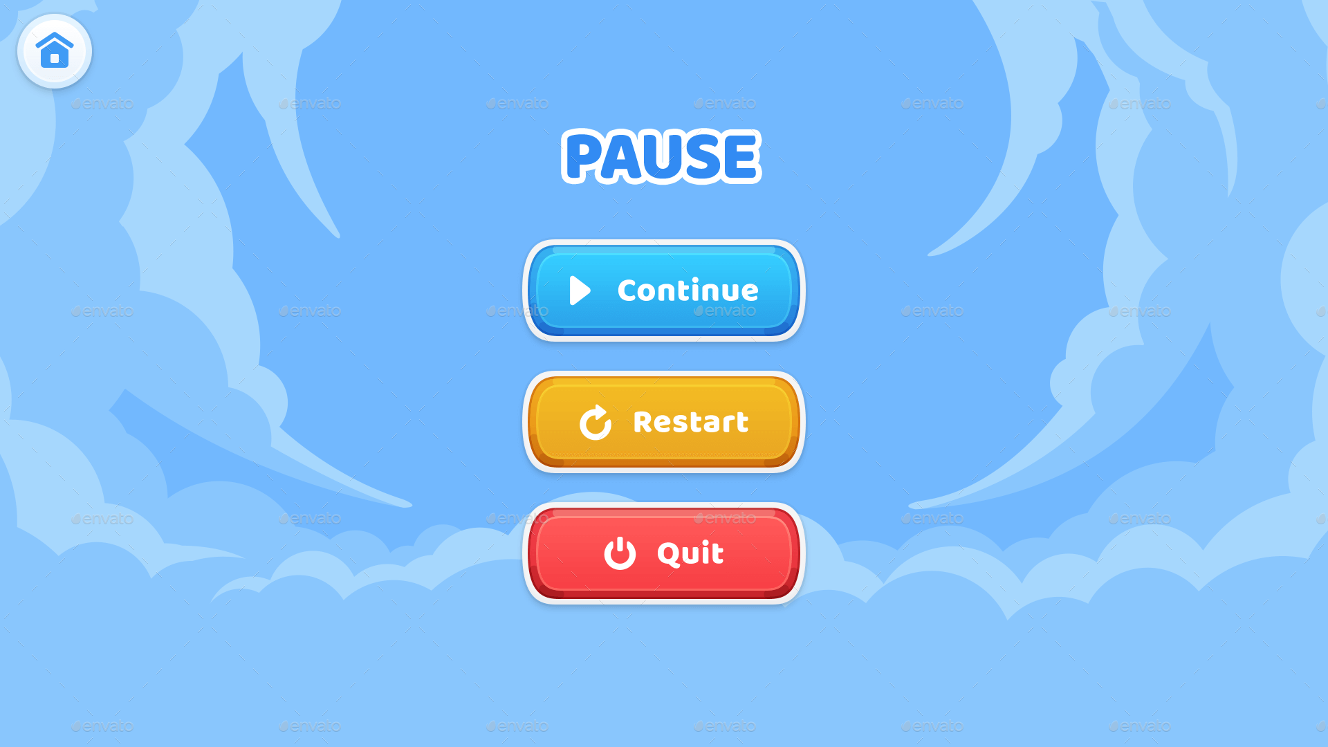 Game GUI Kit Blue Sky, Game Assets | GraphicRiver