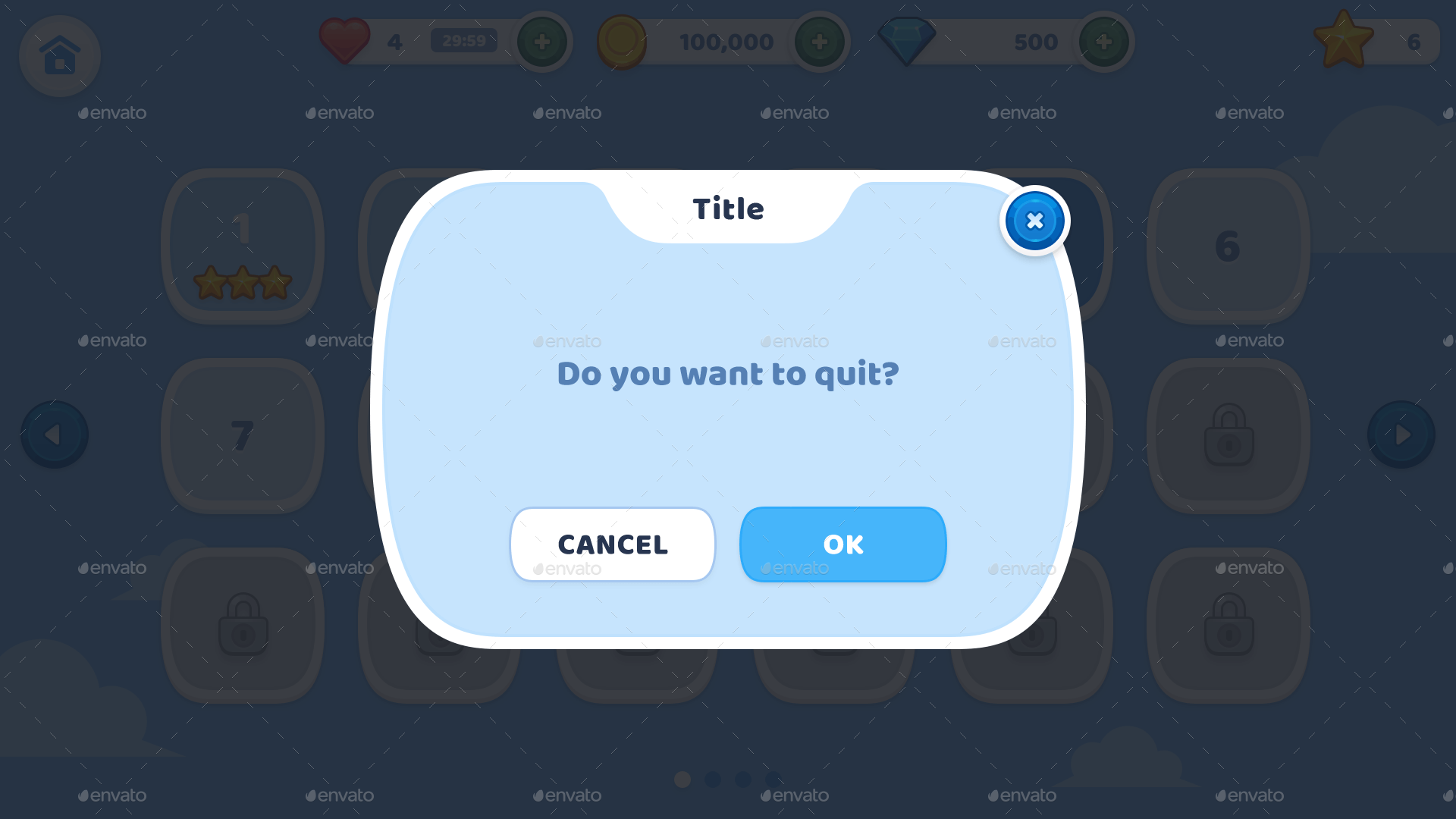Game GUI Kit Blue Sky, Game Assets | GraphicRiver