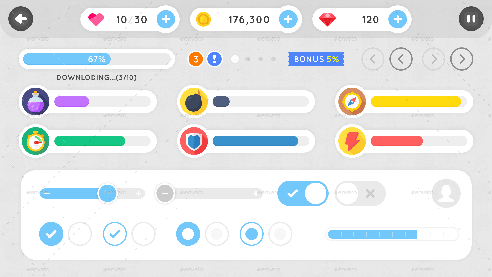 Game UI - White, Game Assets | GraphicRiver