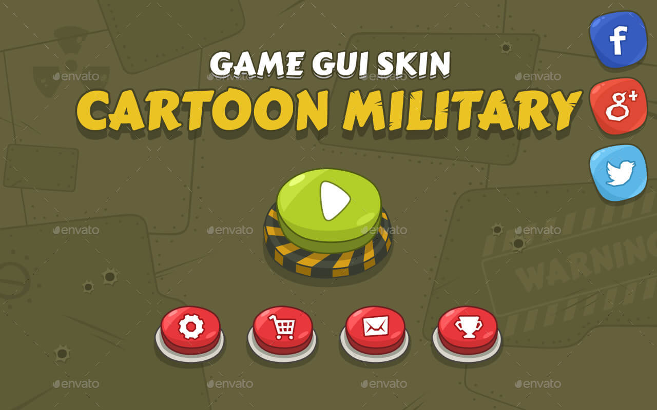 Game GUI - Cartoon Military, Game Assets | GraphicRiver