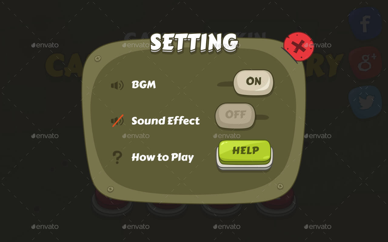Game GUI - Cartoon Military, Game Assets | GraphicRiver