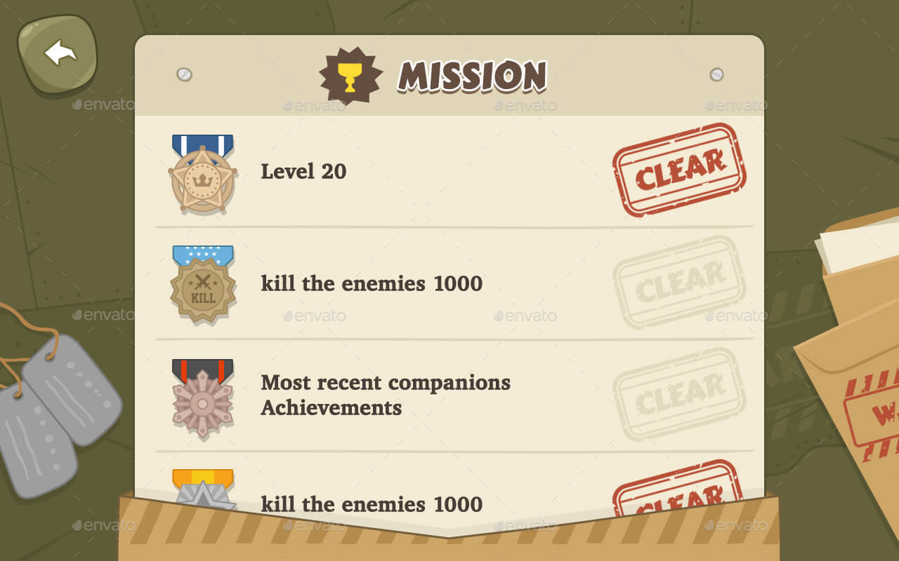 Game GUI - Cartoon Military, Game Assets | GraphicRiver