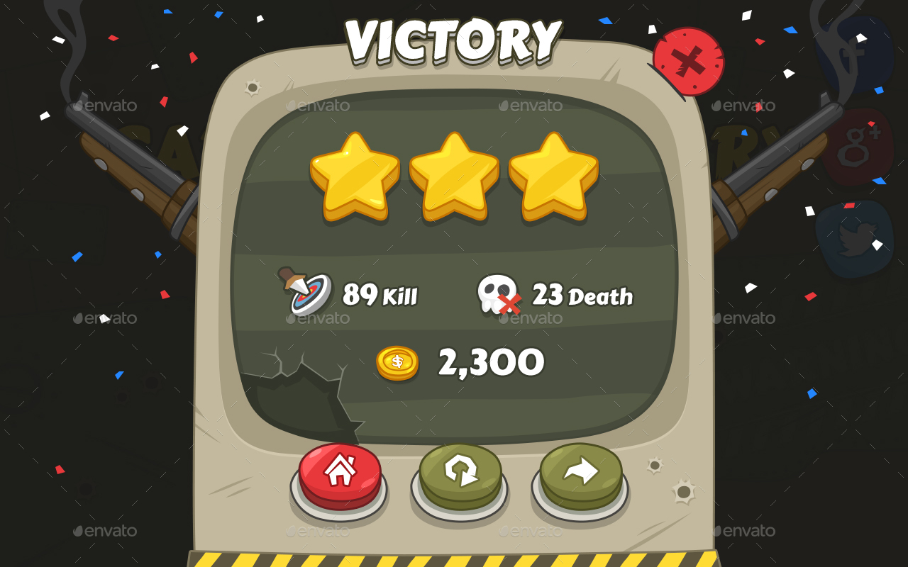 Game GUI - Cartoon Military, Game Assets | GraphicRiver