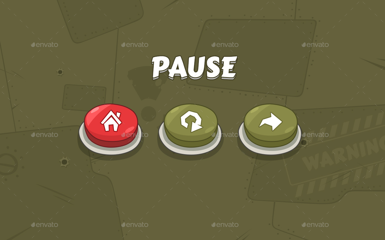 Game GUI - Cartoon Military, Game Assets | GraphicRiver