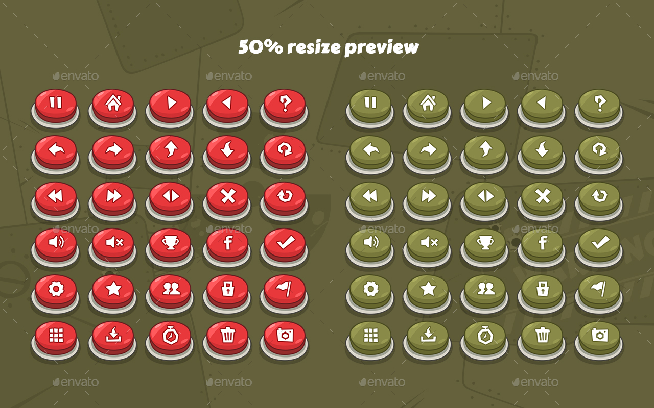 Game GUI - Cartoon Military, Game Assets | GraphicRiver