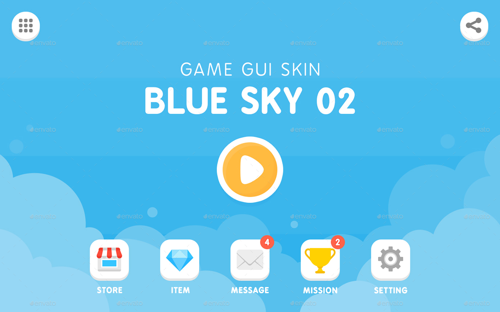 Game UI - BlueSky2, Game Assets | GraphicRiver