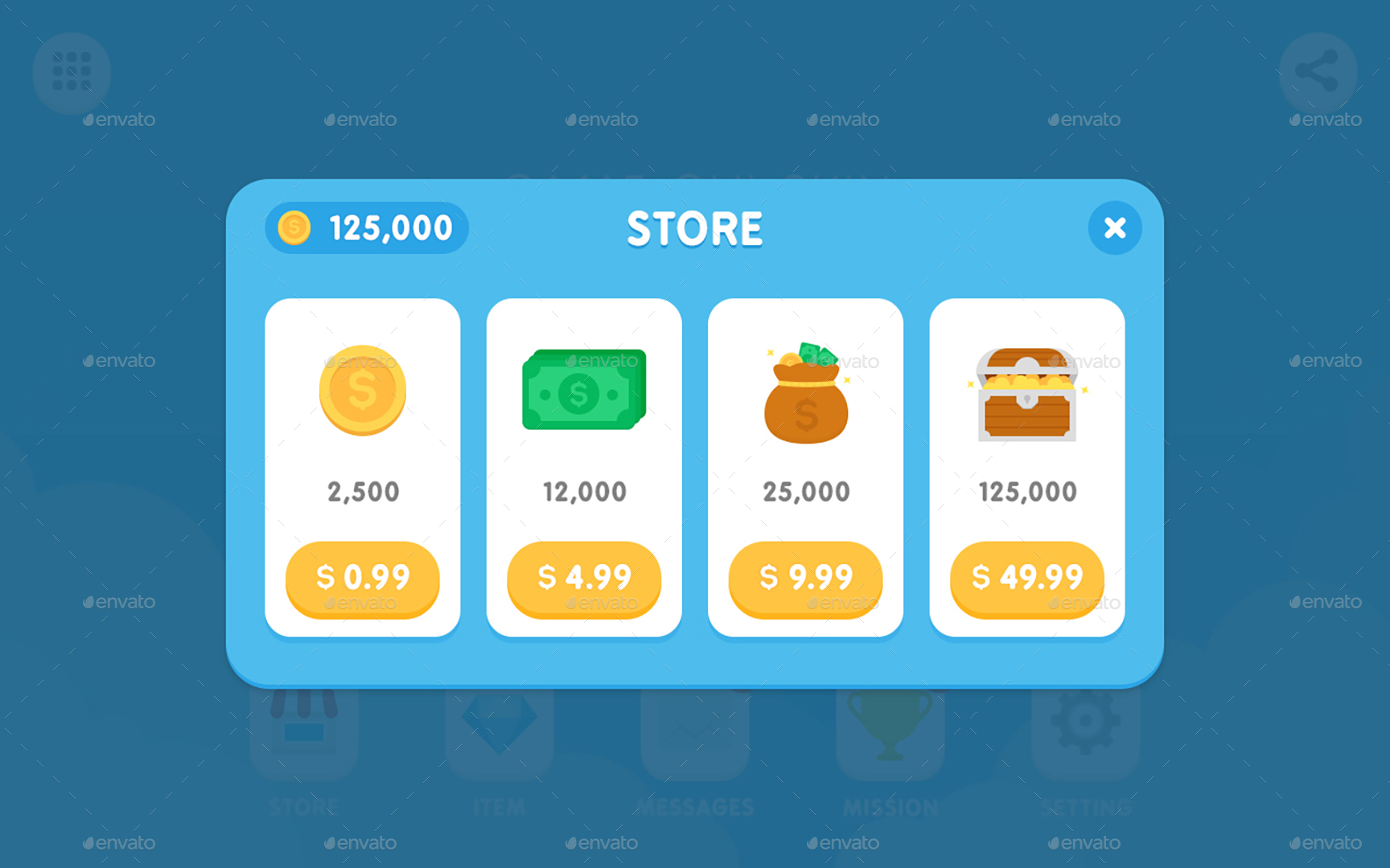 Game UI - BlueSky2, Game Assets | GraphicRiver