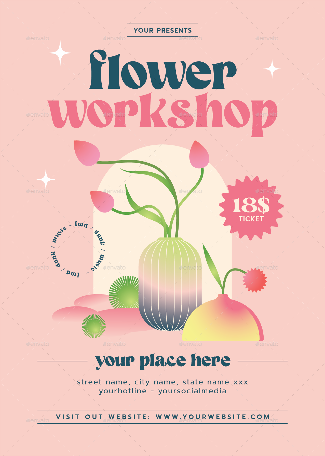 Flower Workshop Flyer, Print Templates | GraphicRiver