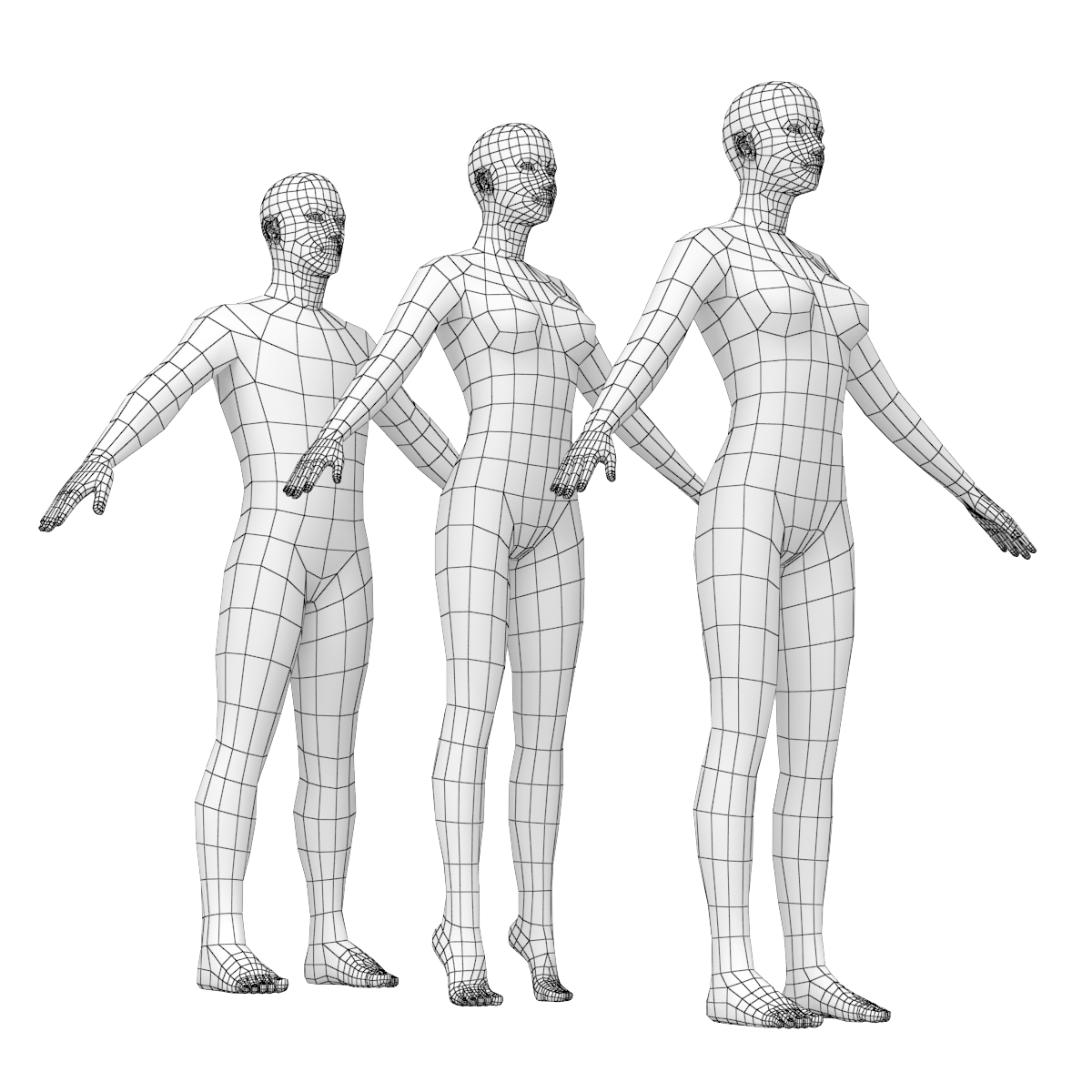 Natural Male and Female in A-Pose Base Mesh by valeriik | 3DOcean