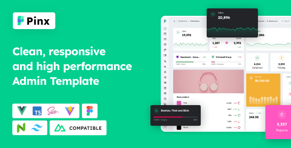 Pinx - Vuejs / Nuxt Tailwind + Naive Admin Dashboard Template by DverseStudio