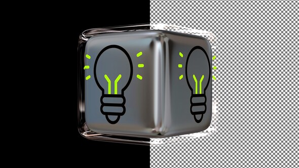 Animated Energy Icon on a Glass Cube, Alpha Channel, Looped, Exclusive ...