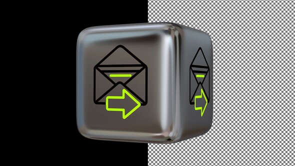 Animated Message Icon on a Silver Cube, Alpha Channel, Looped ...