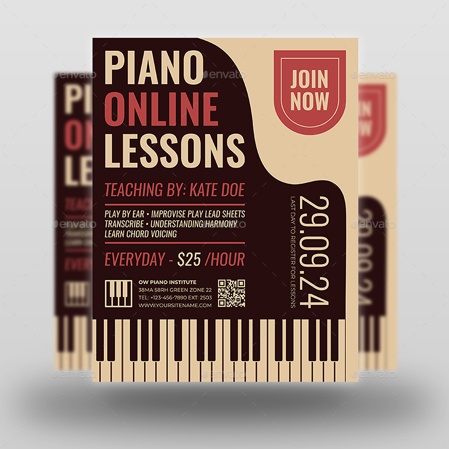 Piano Lessons Flyer Template, Print Templates | GraphicRiver