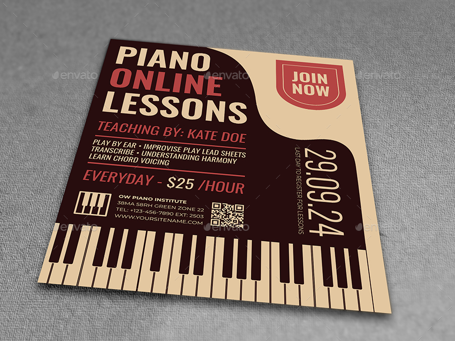 Piano Lessons Flyer Template, Print Templates | GraphicRiver