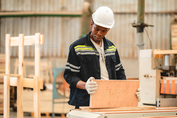 carpenter wooden plank factory, furniture workshop at wood work ...