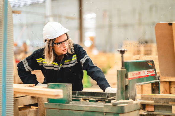 carpenter wooden plank factory, furniture workshop at wood work ...