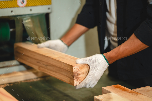 carpenter wooden plank factory, furniture workshop at wood work ...