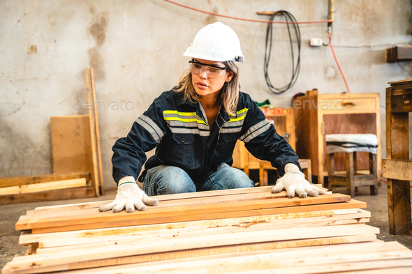 carpenter wooden plank factory, furniture workshop at wood work ...