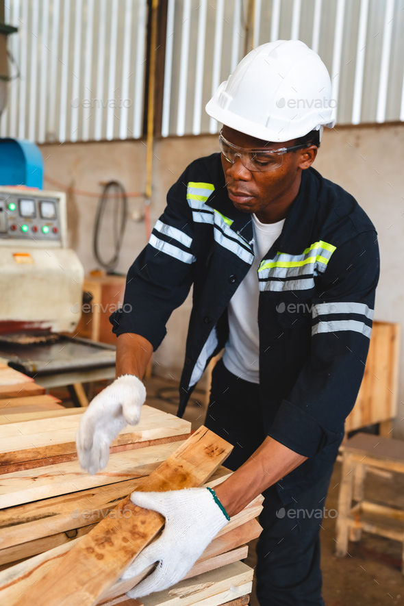 carpenter wooden plank factory, furniture workshop at wood work ...