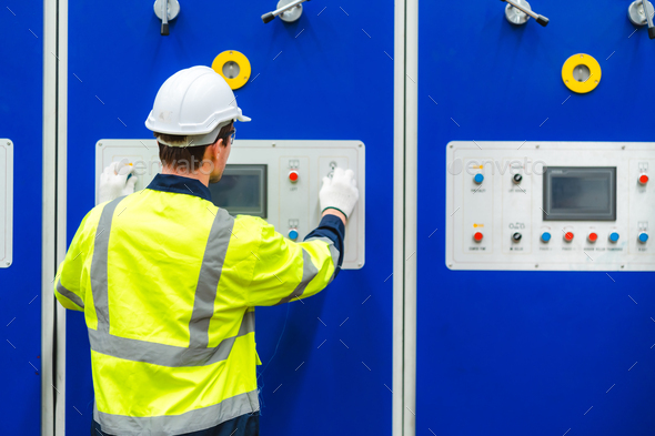 Electrical engineer inspection control panel and commissioning during ...