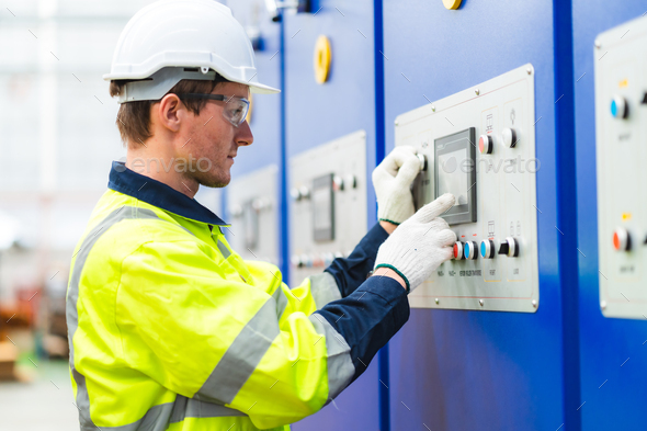 Electrical engineer inspection control panel and commissioning during ...