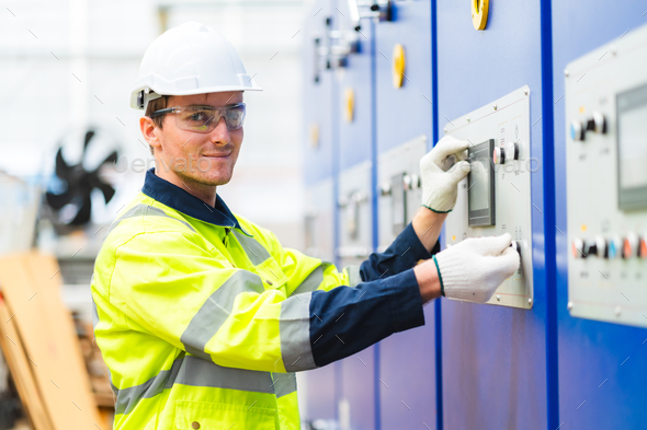 Electrical engineer inspection control panel and commissioning during ...