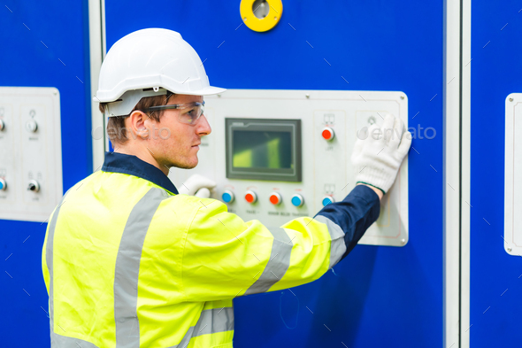 Electrical engineer inspection control panel and commissioning during ...