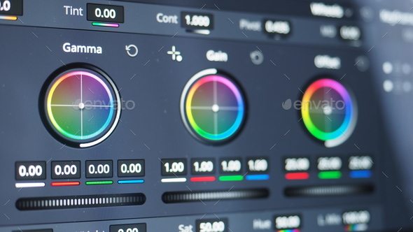 Color grading monitor. RGB colour correction indicator graph on screen ...