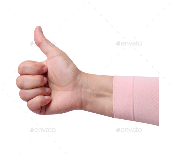 A female hand making a like gesture on an isolated background Stock ...