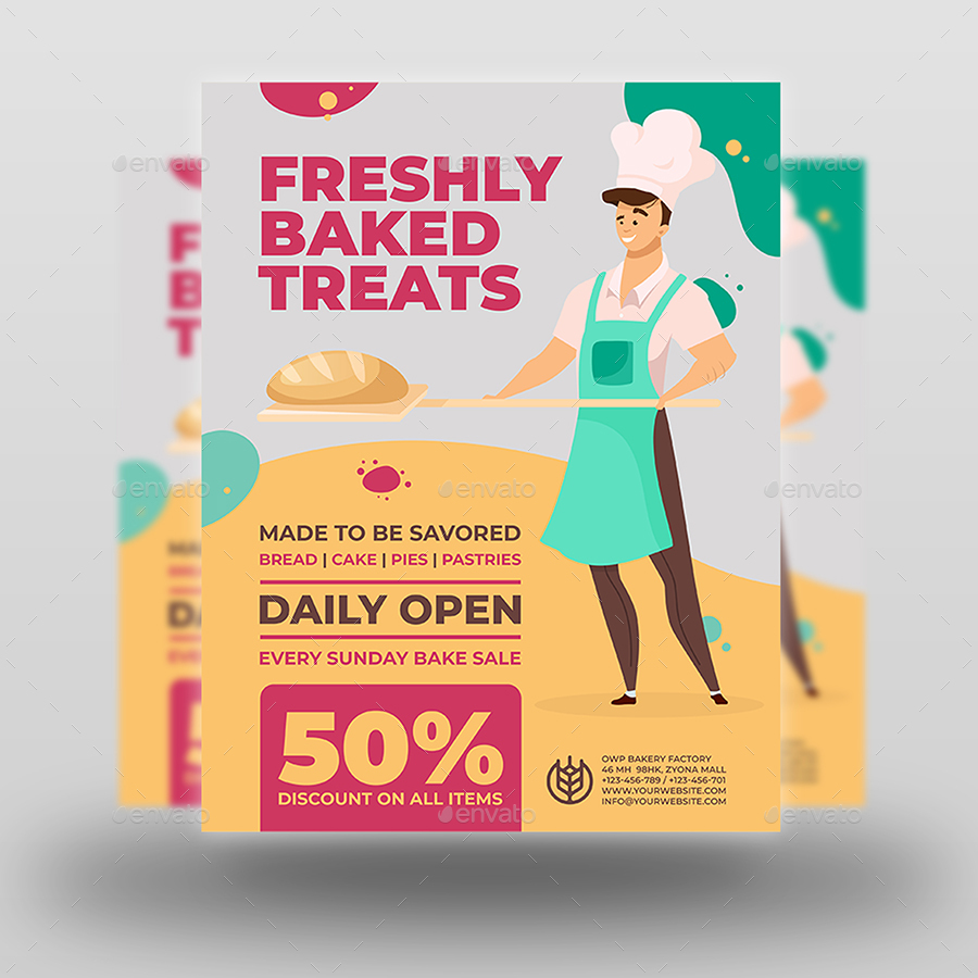 Bakery Shop Flyer Template, Print Templates | GraphicRiver