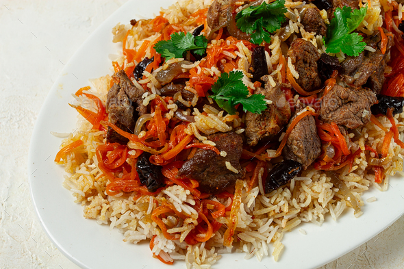 Kabuli pulao, pilaf, the national dish of Afghanistan, rice with meat ...