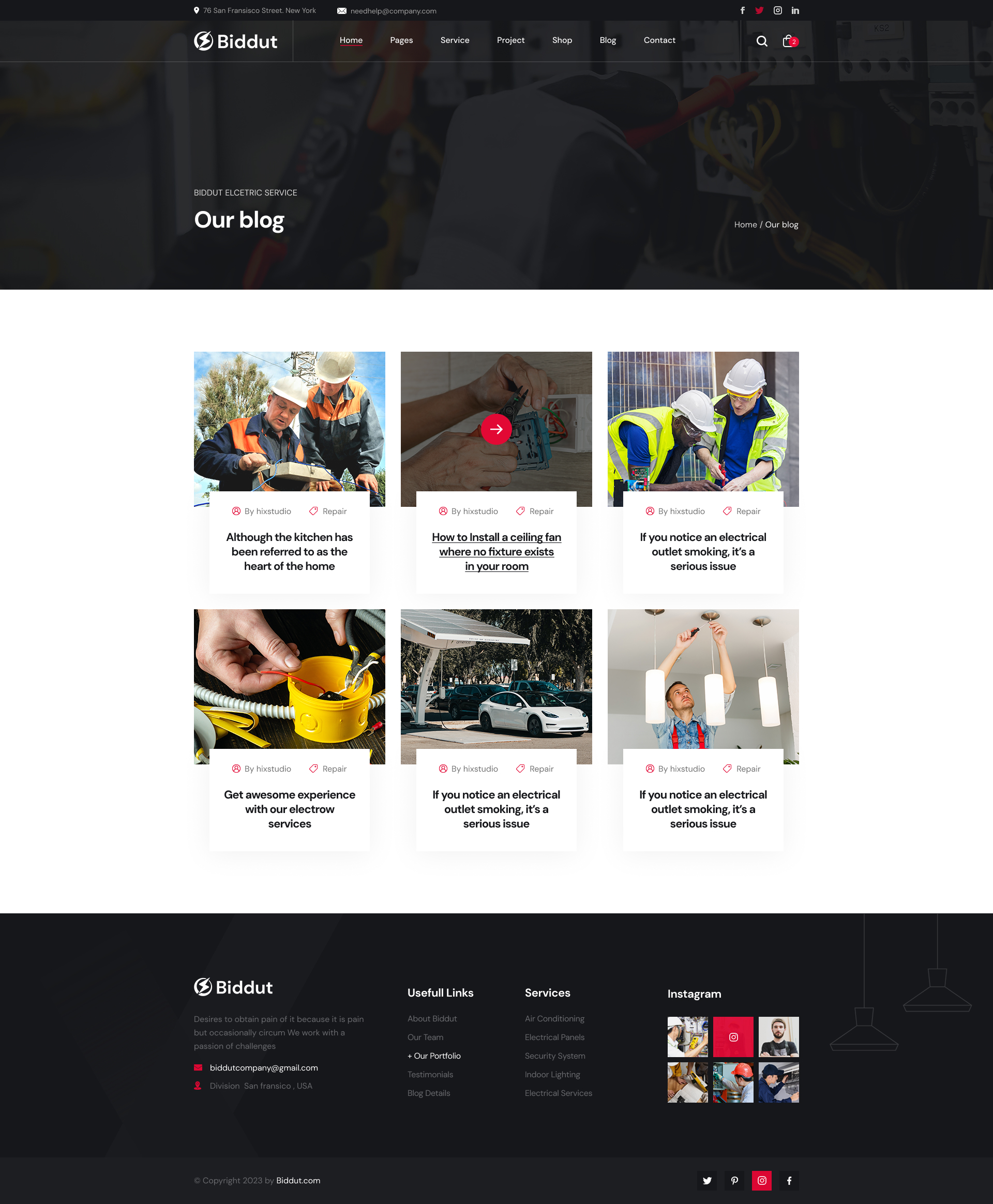 Biddut – Electricity Services Figma Template by AQLOVA | ThemeForest