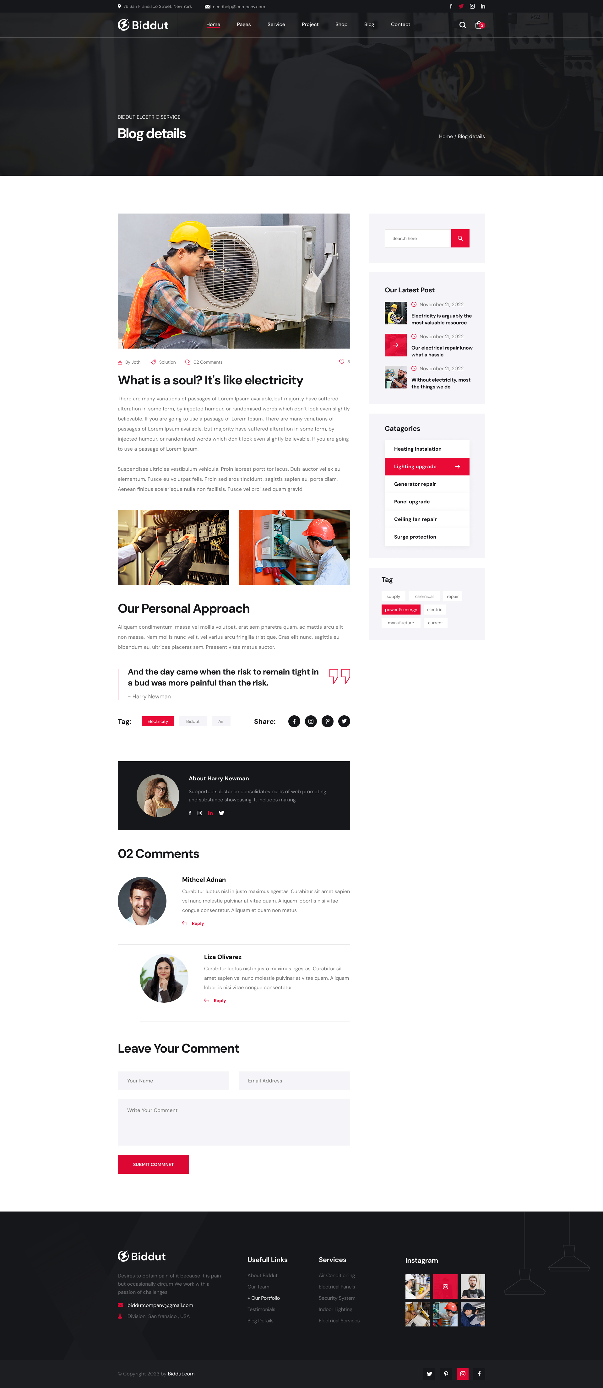 Biddut – Electricity Services Figma Template by AQLOVA | ThemeForest
