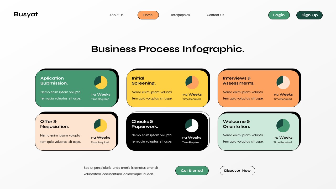 White Modern Business Process Method Infographics, Presentation Templates