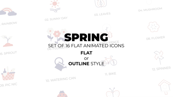 Spring - Set of 16 Animated Icons Flat or Outline style, After Effects ...