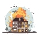 Explosive House Fire Flames Debris, Vectors | GraphicRiver