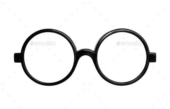 Black plastic round nerd eyeglasses isolated cutout Stock Photo by ...