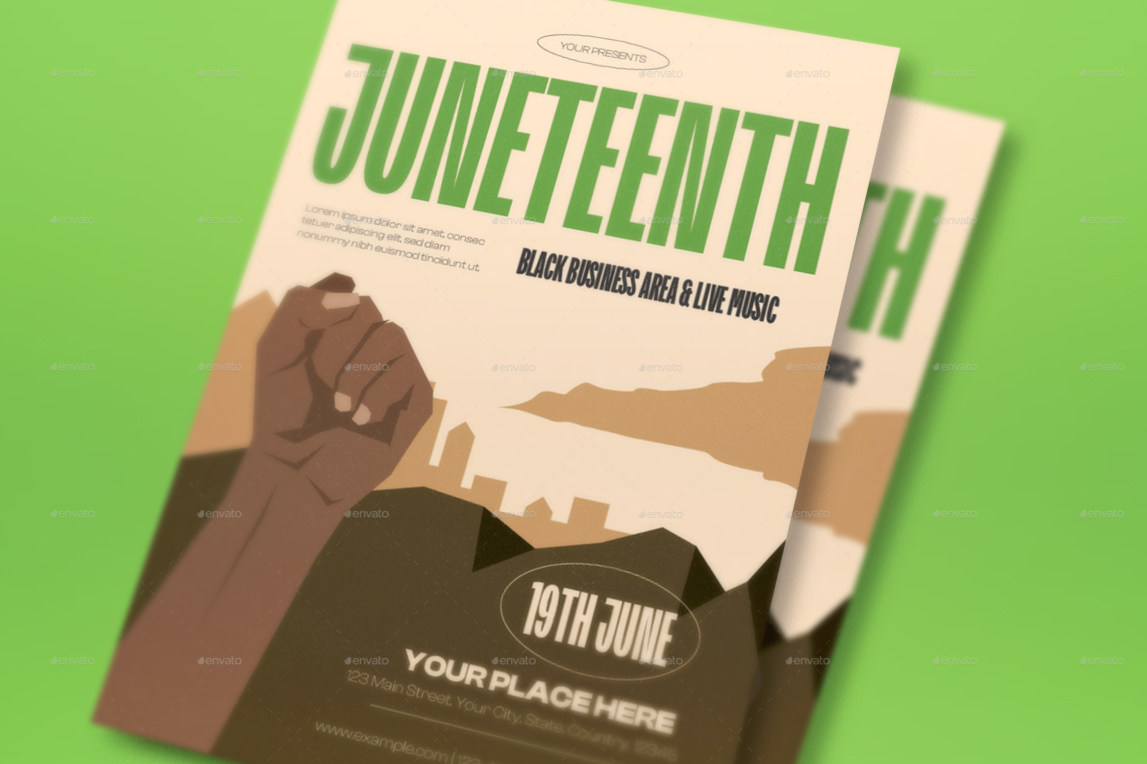 Brown Flat Design Juneteenth Flyer Set, Print Templates | GraphicRiver
