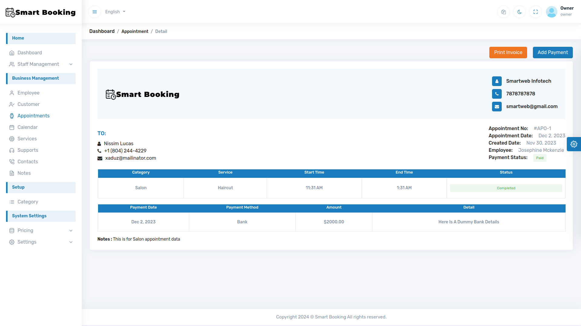 Smart Booking SaaS - Appointment Management System by smartwebinfotech