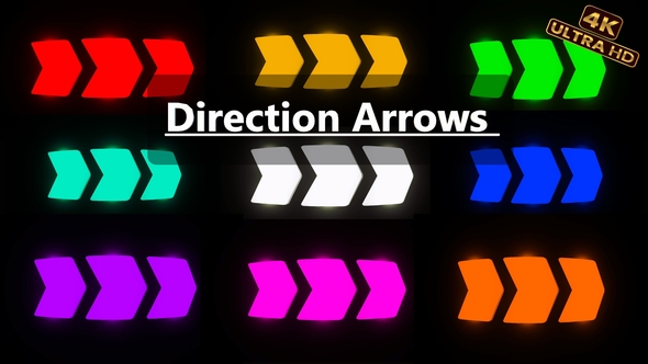 Direction Arrows : A Complete Pack of 9 Different Videos, Motion Graphics
